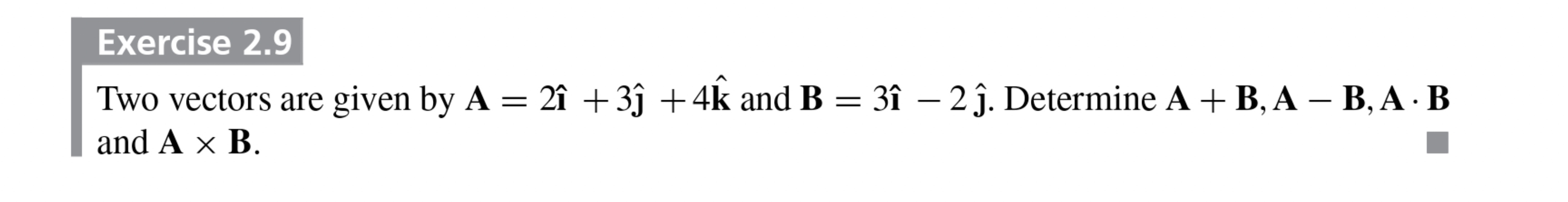 Solved Exercise 2.9Two vectors are given by | Chegg.com