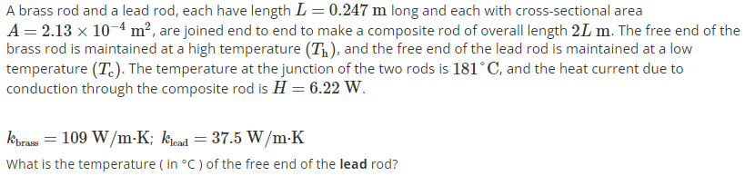 Solved A brass rod and a lead rod, each have length L=0.247 | Chegg.com