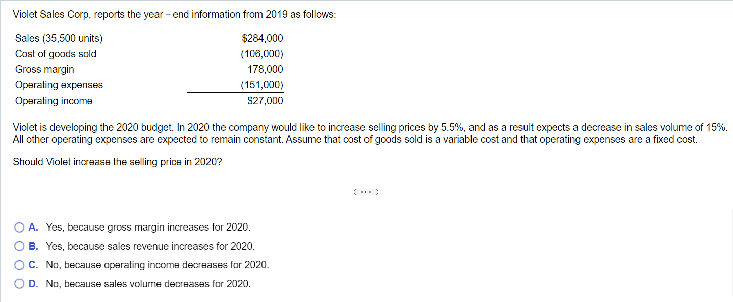 Solved Violet Sales Corp, reports the year - end information | Chegg.com