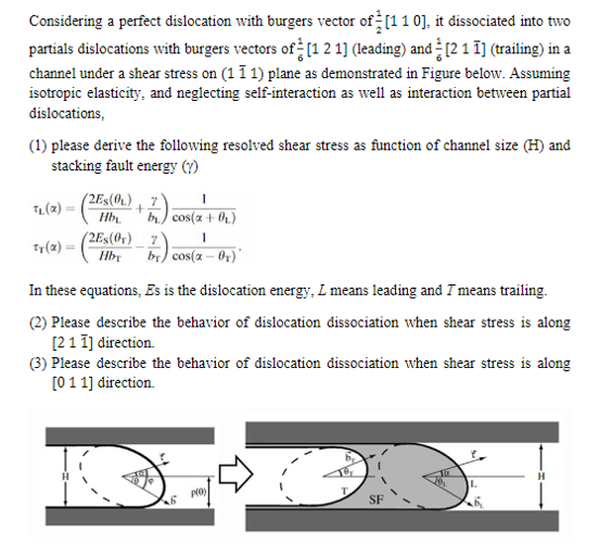 Considering a perfect dislocation with burgers vector | Chegg.com