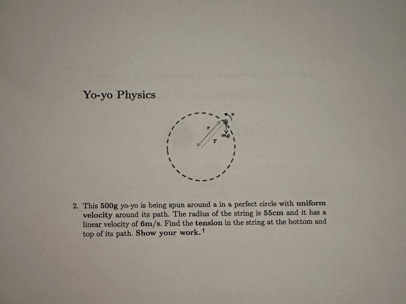 Solved Yo-yo Physics 2. This 500 g yo-yo is being spun | Chegg.com