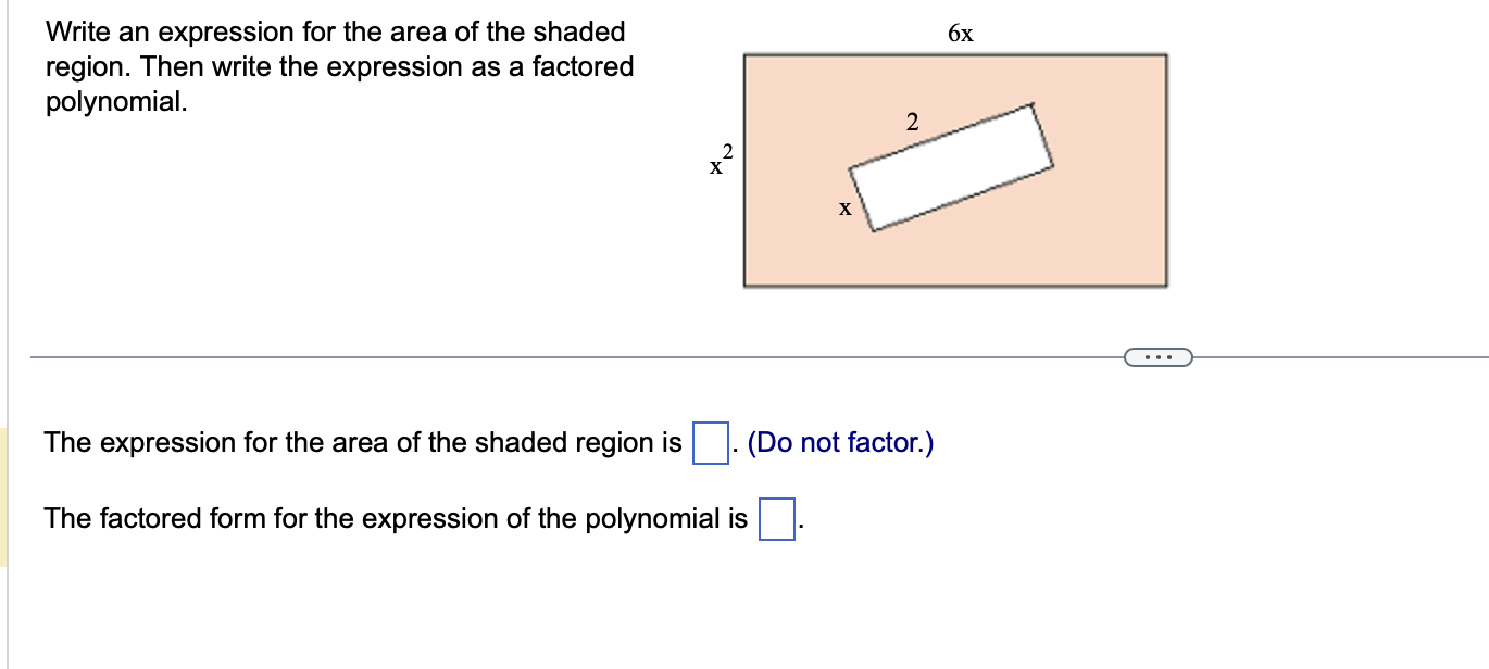 Solved Write an expression for the area of the shaded | Chegg.com