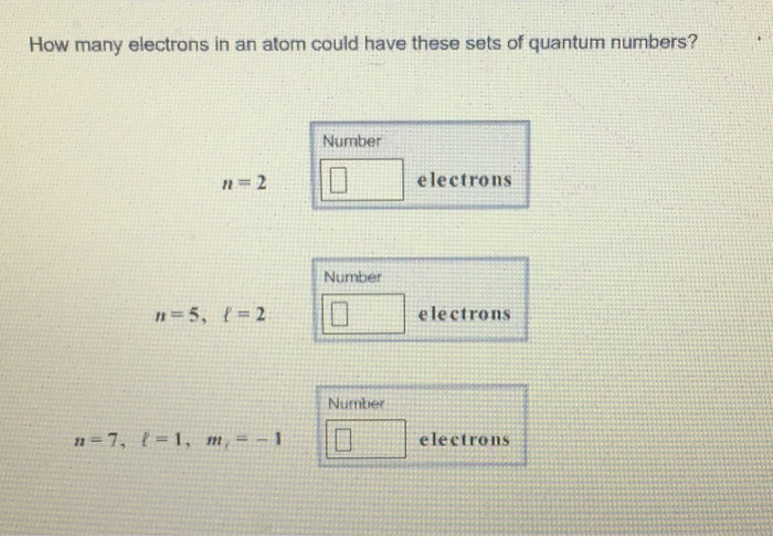Solved How many electrons in an atom could have these sets | Chegg.com