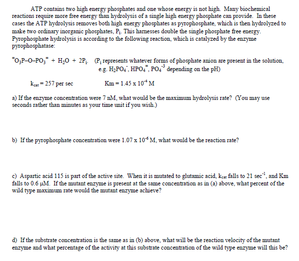 Solved ATP contains two high energy phosphates and one whose | Chegg.com