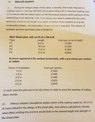 WALLAP Analysis a) During the design phase of the | Chegg.com