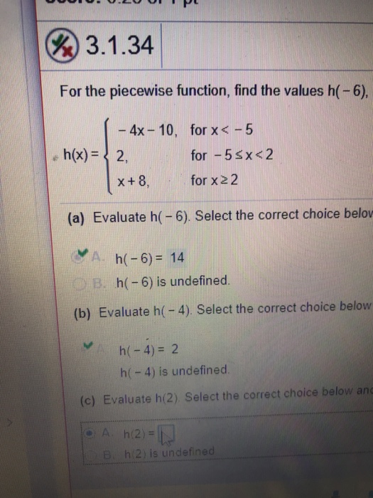 Solved 3134 For The Piecewise Function Find The Values 