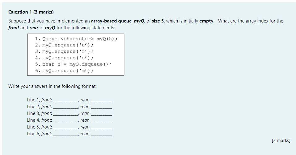 Solved Question 1 (3 marks) Suppose that you have | Chegg.com