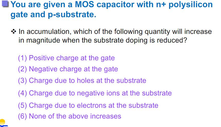 Solved You are given a MOS capacitor with n+ polysilicon | Chegg.com