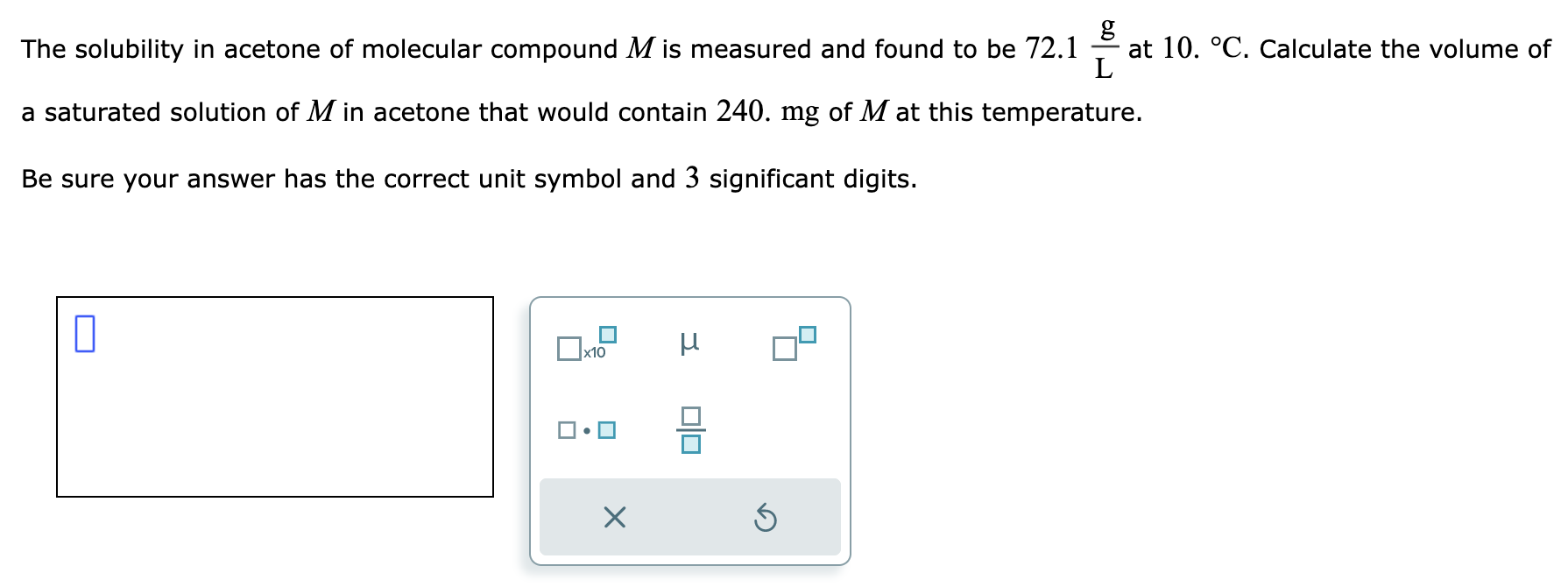 Solved The solubility in acetone of molecular compound M is | Chegg.com