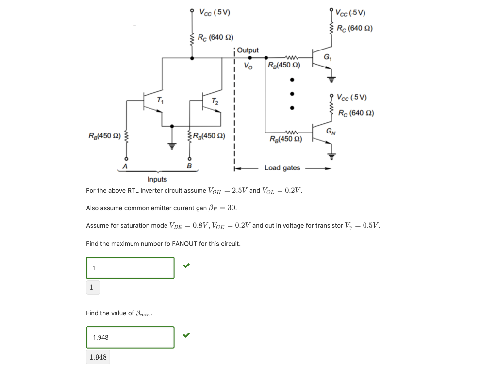 Solved For the above RTL inverter circuit assume VOH=2.5 V | Chegg.com