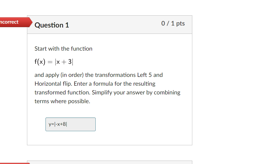 Solved Start with the function f(x)=∣x+3∣ and apply (in | Chegg.com