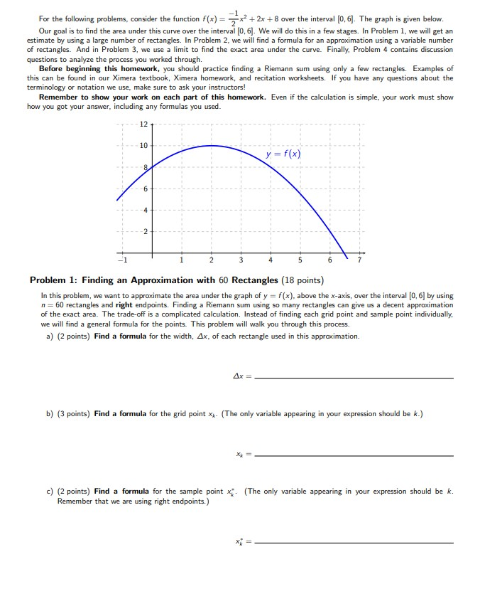 Solved For the following problems, consider the function | Chegg.com