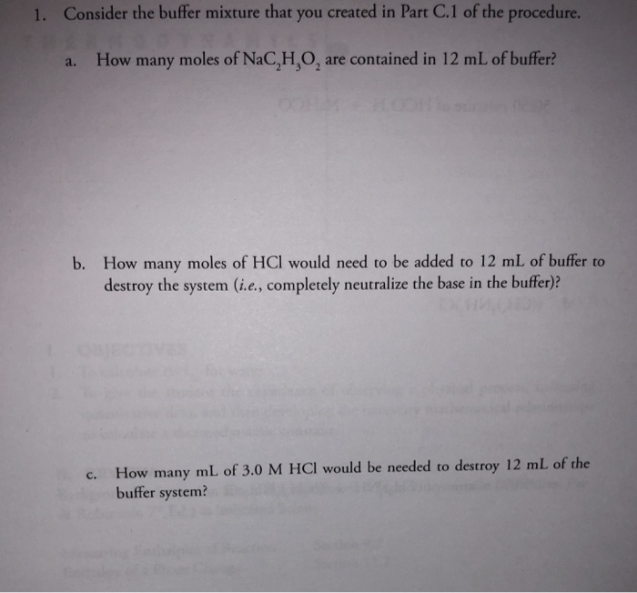 Solved 1. Consider the buffer mixture that you created in | Chegg.com