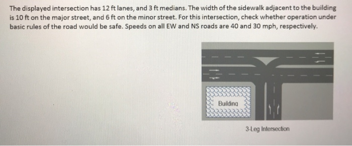 The displayed intersection has 12 ft lanes, and 3 ft | Chegg.com