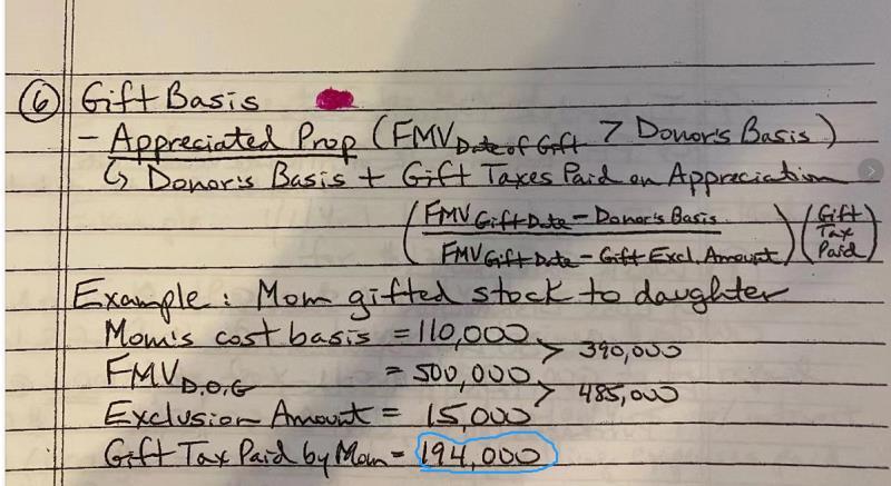 Solved - مه 1 Gift) Pard Tay 6 Gift Basis Appreciated Prop | Chegg.com