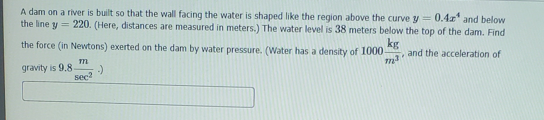 Solved A dam on a river is built so that the wall facing the | Chegg.com