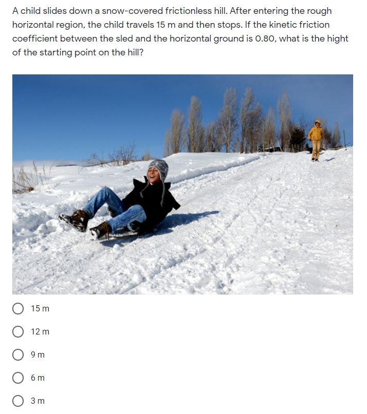 Solved A child slides down a snow-covered frictionless hill. | Chegg.com