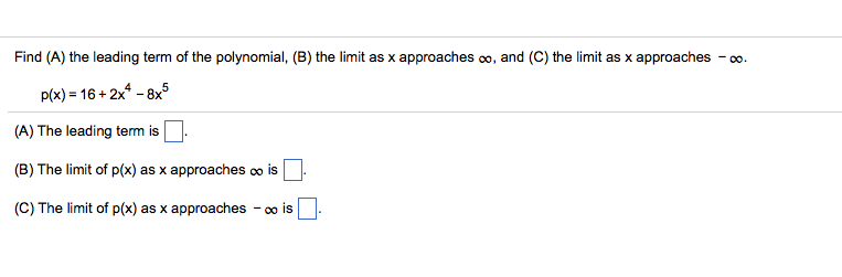 Solved Find (A) the leading term of the polynomial, (B) the | Chegg.com