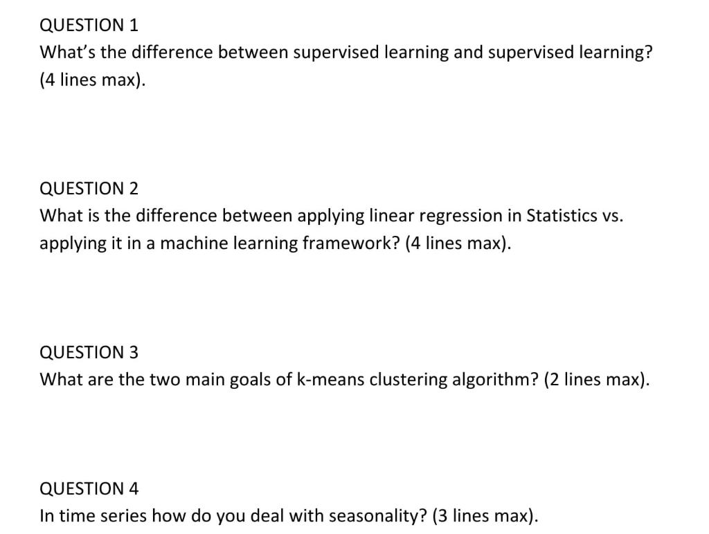 Solved QUESTION 1 What's the difference between supervised | Chegg.com