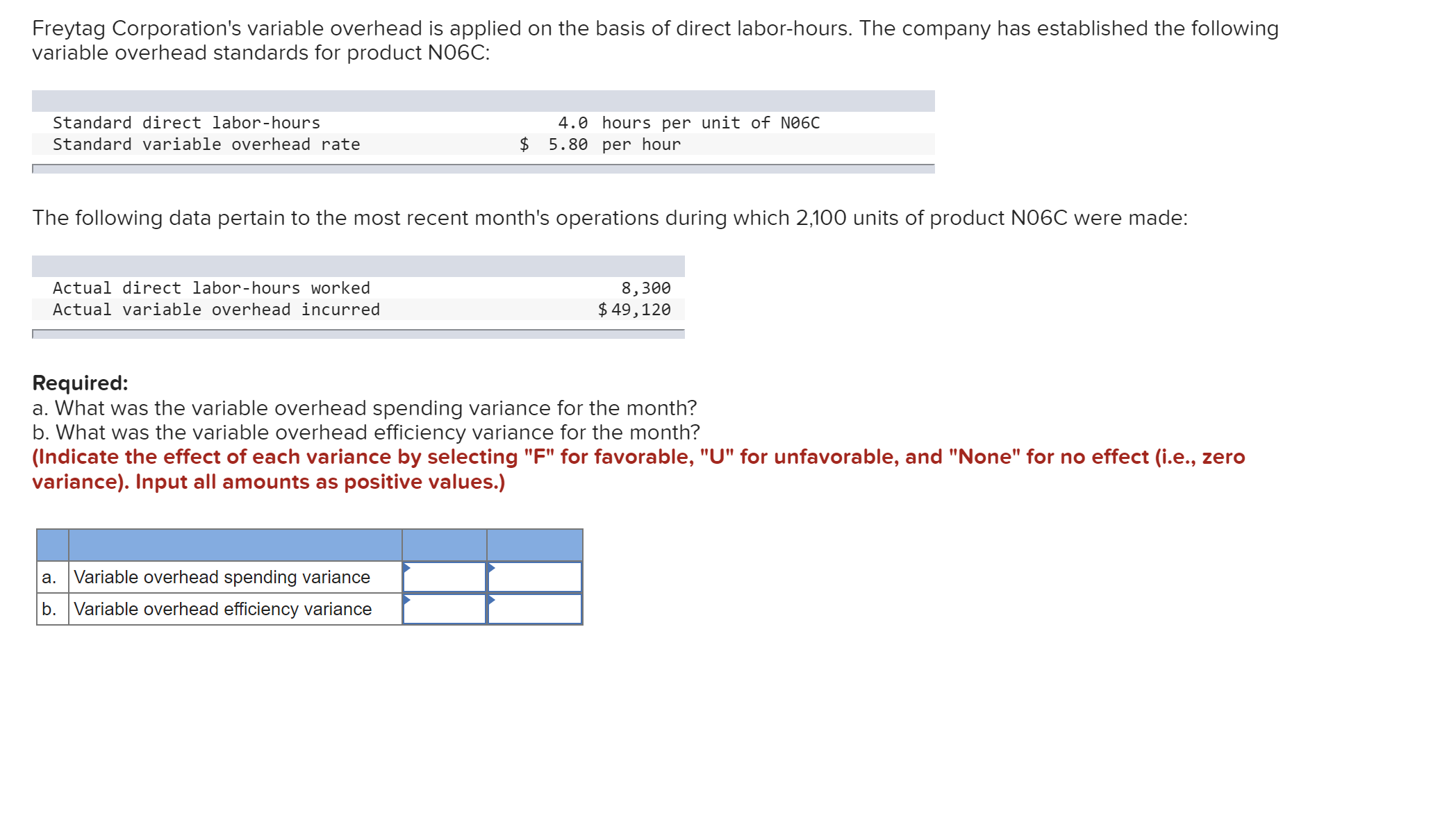 Solved Freytag Corporation's variable overhead is applied on | Chegg.com
