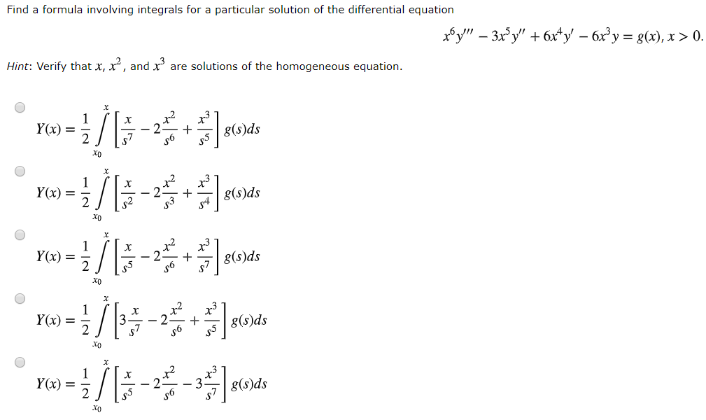 Solved Find a formula involving integrals for a particular | Chegg.com