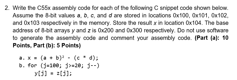 Write the C55x assembly code for each of | Chegg.com