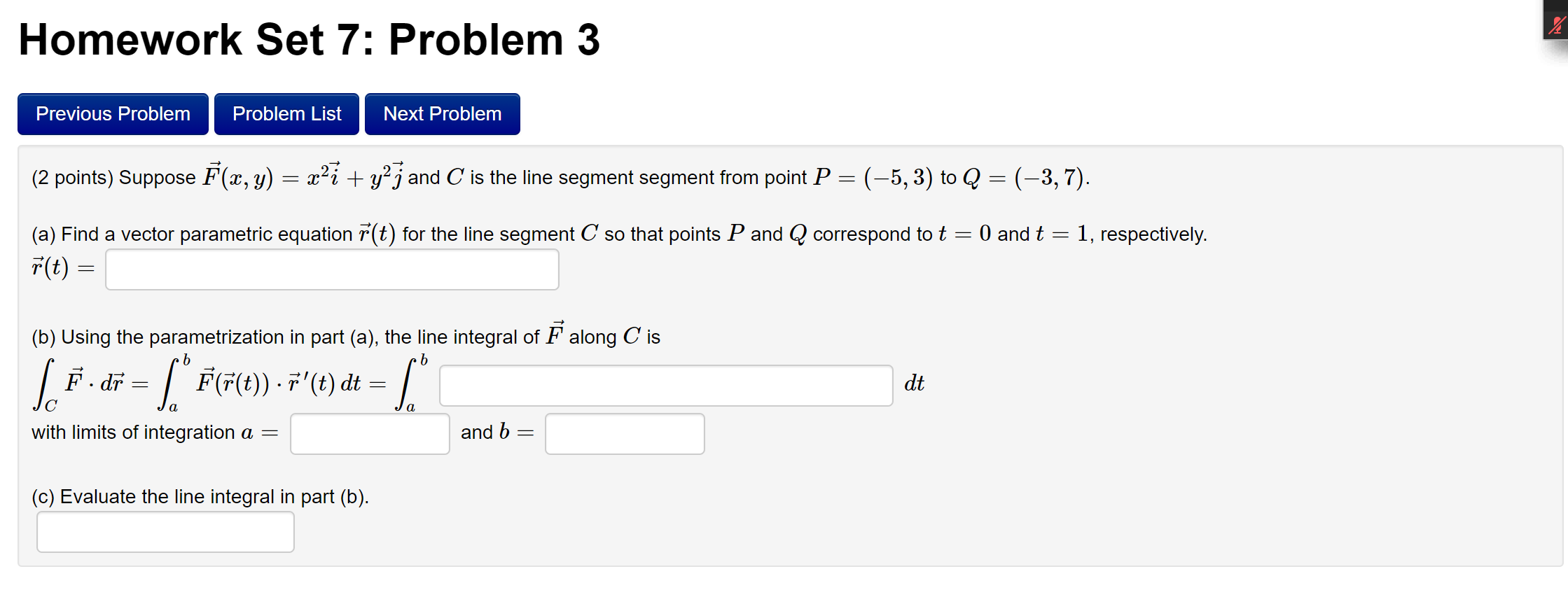 Solved (2 points) Suppose F(x,y)=x2i+y2j and C is the line | Chegg.com