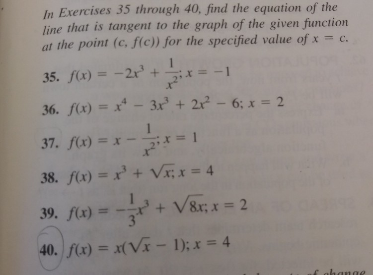 Solved In Exercises 35 through 40, find the equation of the | Chegg.com