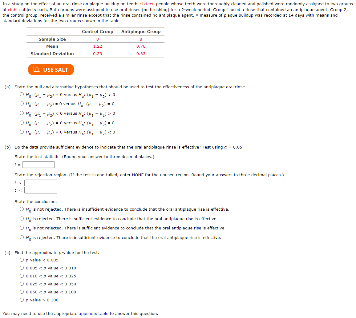 Solved standard deviations for the two groups shown in the | Chegg.com