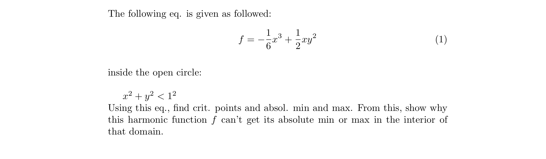 Solved The following eq. is given as followed: 3 X + (1) | Chegg.com