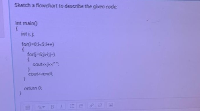 Solved Sketch a flowchart to describe the given code int | Chegg.com