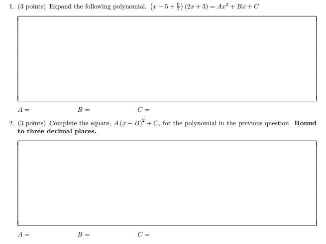 Solved (3 points) Expand the following polynomial. | Chegg.com