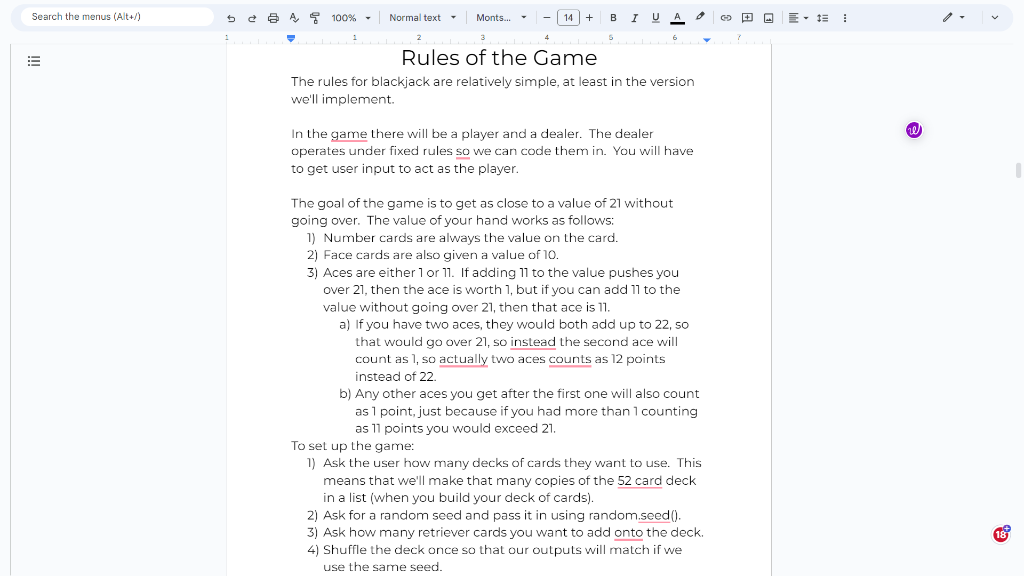 Solved Project General Description Blackjack is a card game | Chegg.com