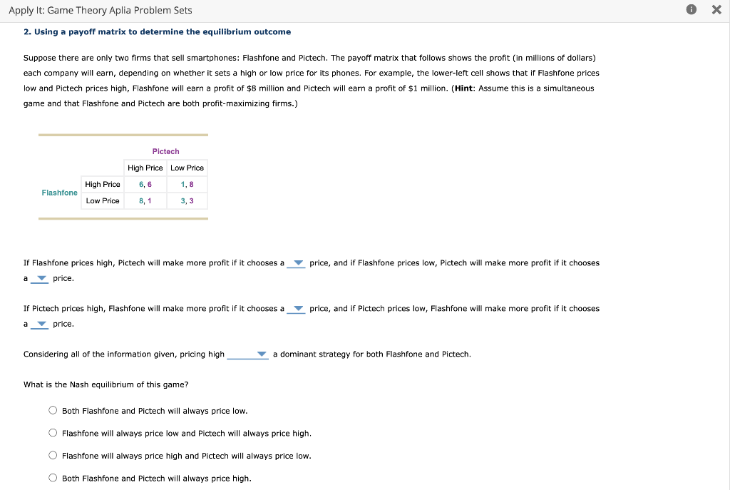 Solved 2. Using a payoff matrix to determine the equilibrium | Chegg.com