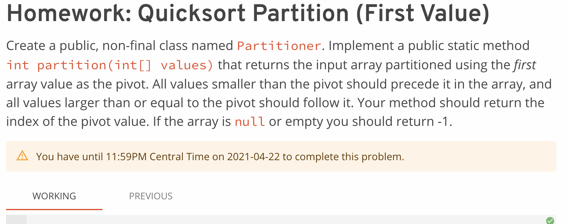 Solved Homework: Quicksort Partition (First Value) Create a | Chegg.com