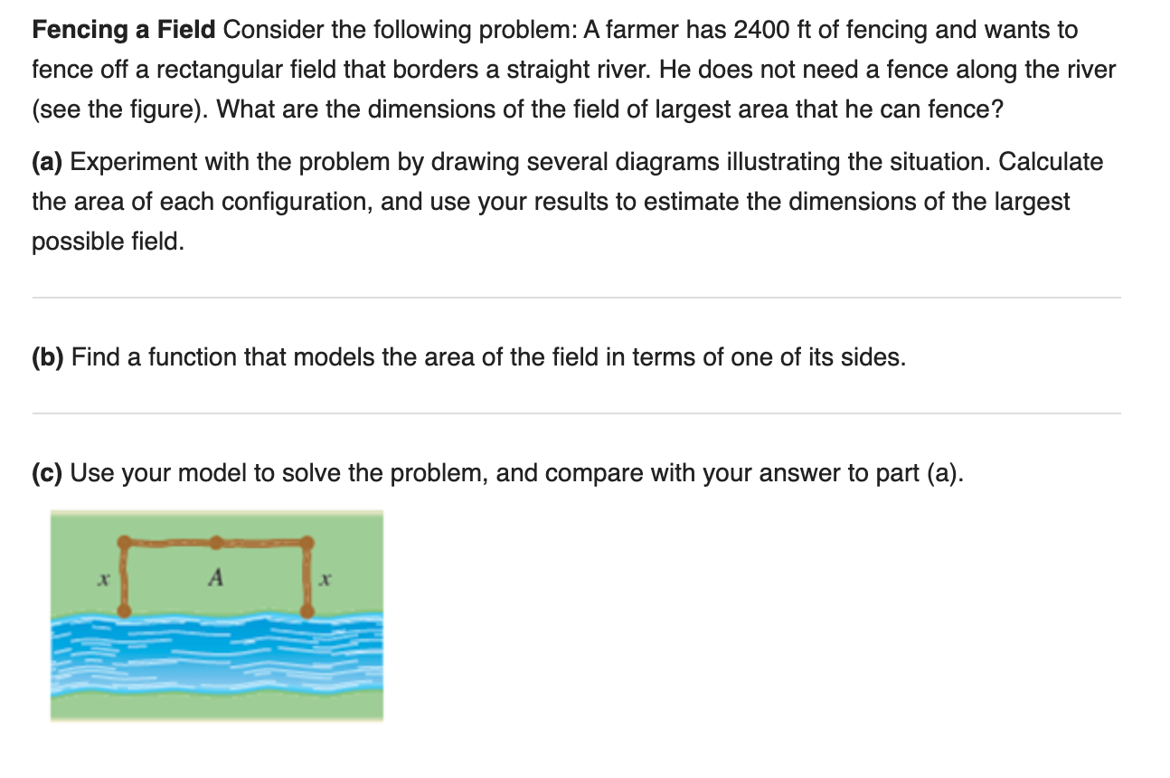 Solved Fencing a Field Consider the following problem: A | Chegg.com
