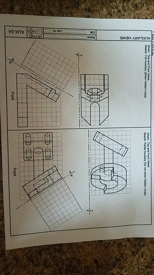 Solved Sketch: Full Auxdiliary (Show Hidden Lines) Sketch: | Chegg.com