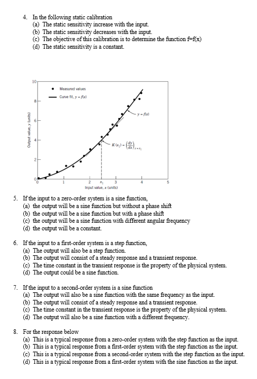 Solved 4. In the following static calibration (a) The static | Chegg.com