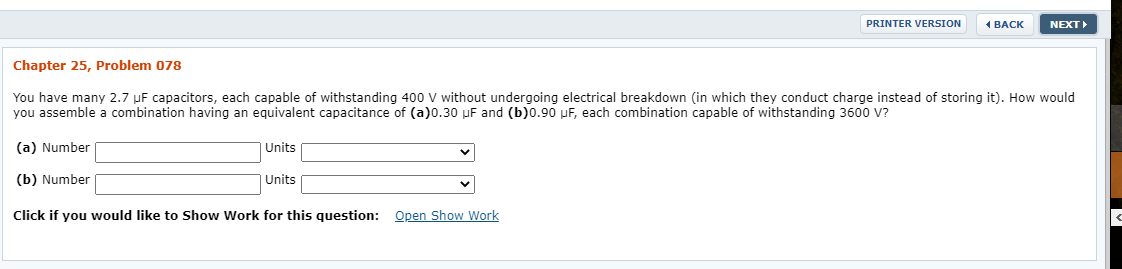 Solved PRINTER VERSION 4 BACK NEXT Chapter 25, Problem 078 | Chegg.com