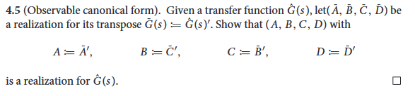 Solved 4.5 (Observable canonical form). Given a transfer | Chegg.com
