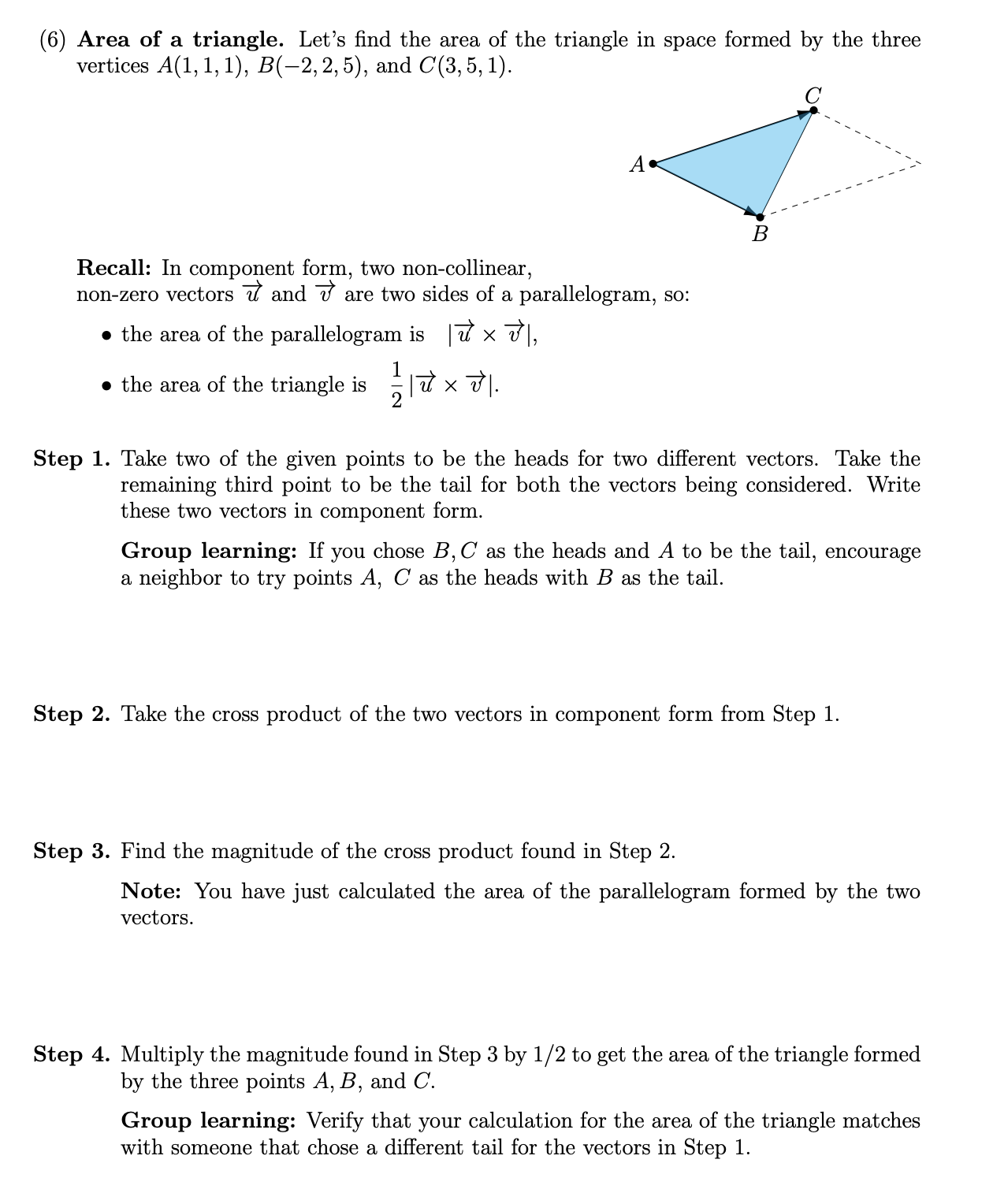 Solved (6) Area of a triangle. Let's find the area of the | Chegg.com