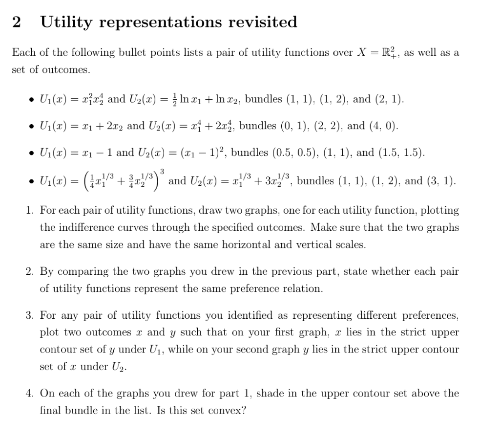 2 Utility representations revisited Each of the | Chegg.com