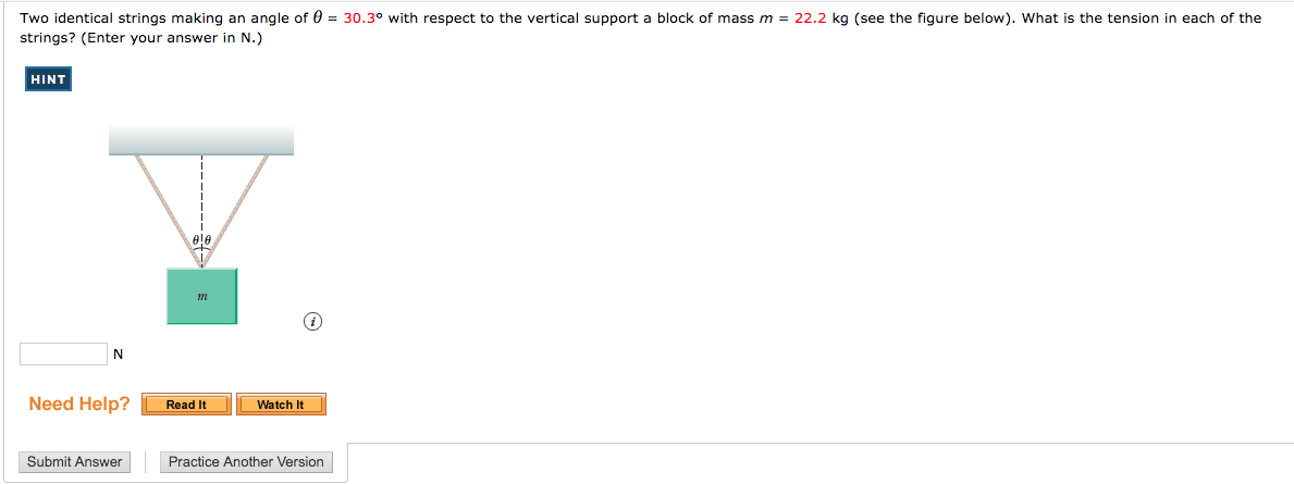 Solved Two identical strings making an angle of O = 30.3° | Chegg.com