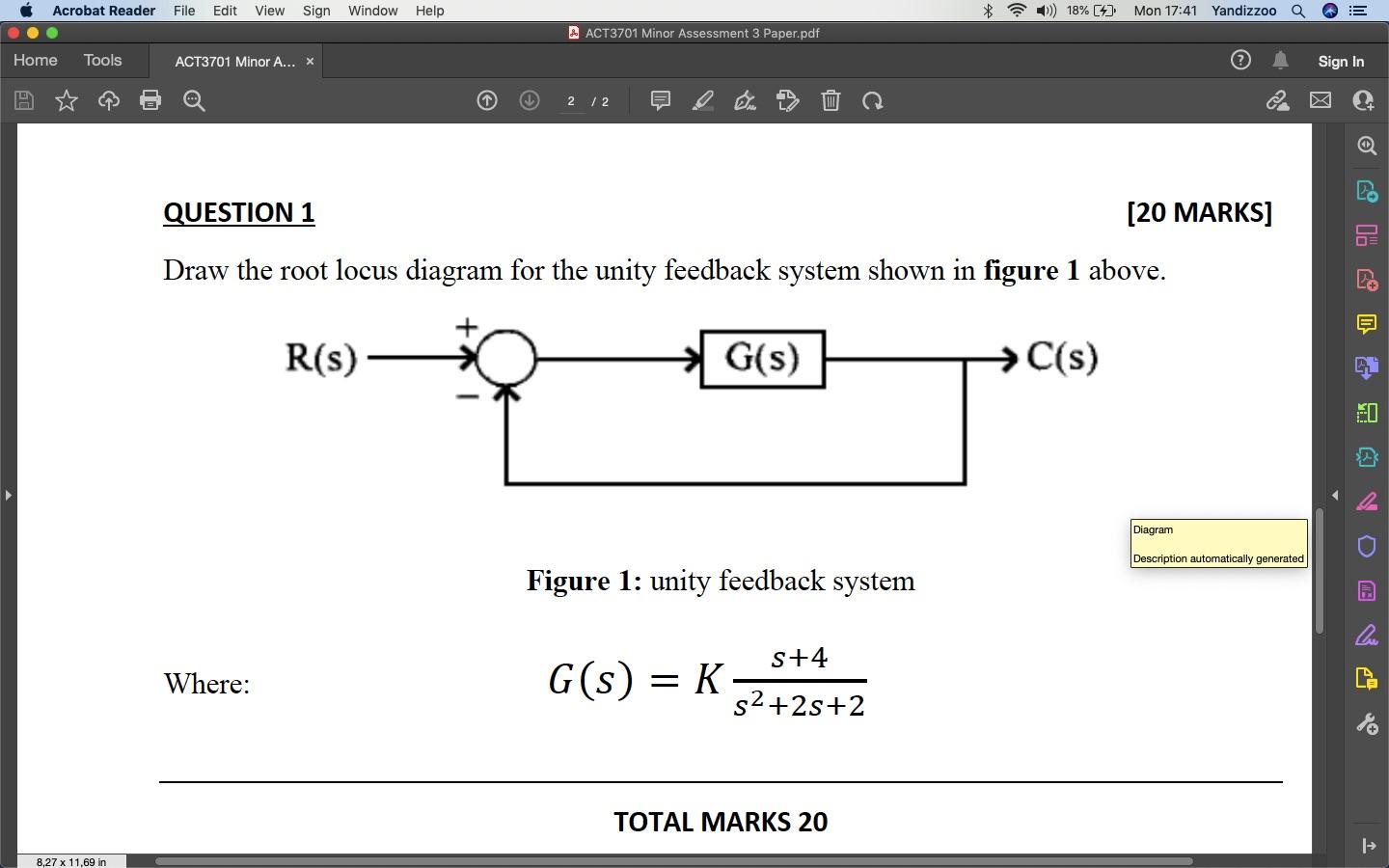 QUESTION 1 [20 MARKS] Draw the root locus diagram for | Chegg.com
