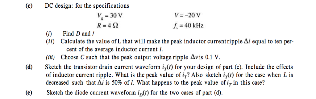 Solved Analysis and design of a buck-boost converter: A | Chegg.com