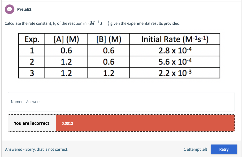 Solved Calculate the rate constant, k, of the reaction in | Chegg.com