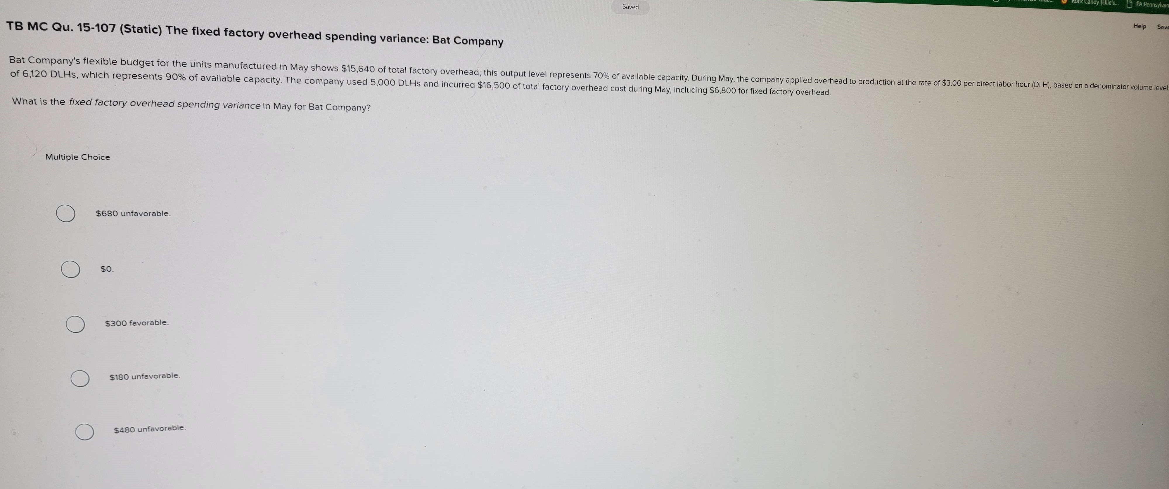 Solved TB MC Qu. 15-119 (Static) The variable overhead (VOH) | Chegg.com