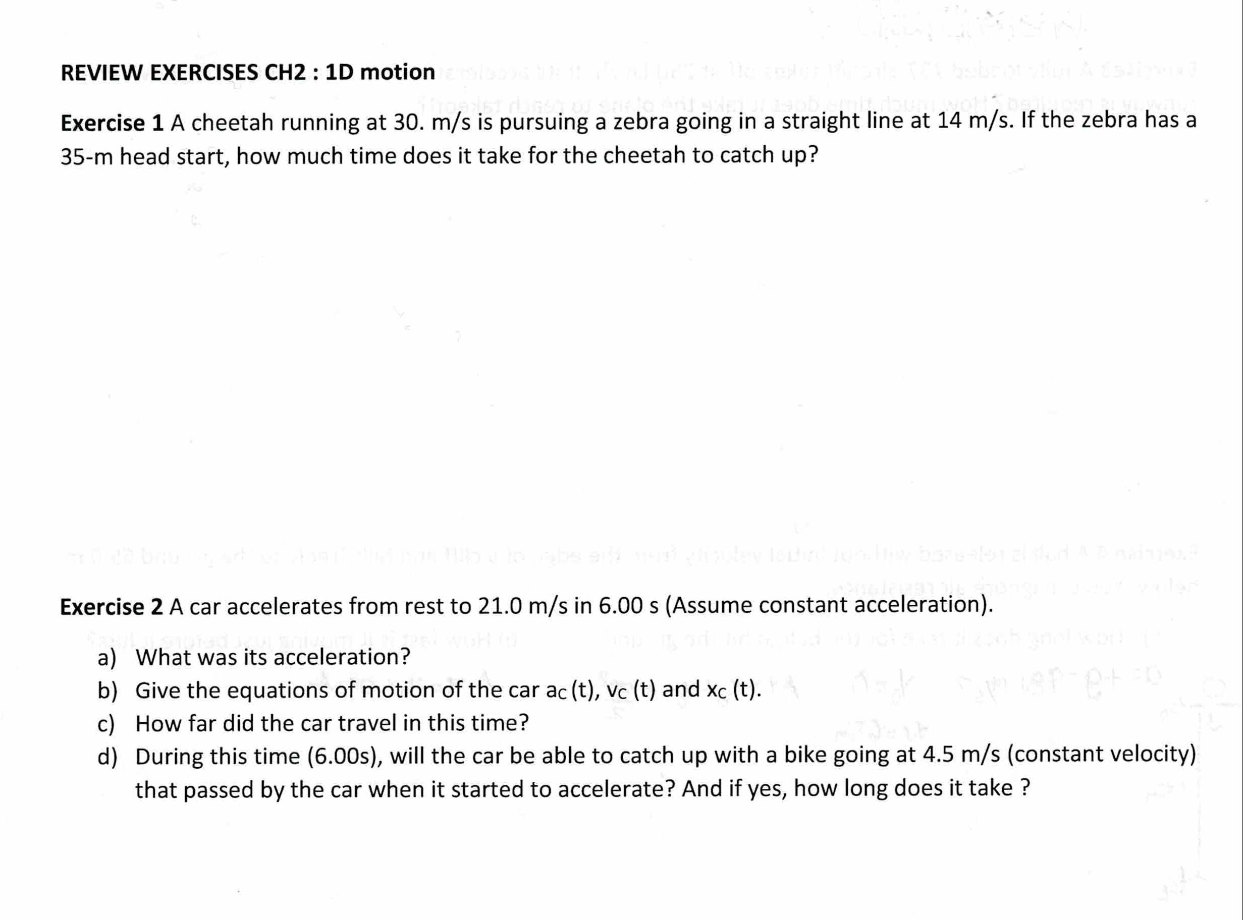 Solved REVIEW EXERCISES CH2 ﻿: 1D motionExercise 1 ﻿A | Chegg.com