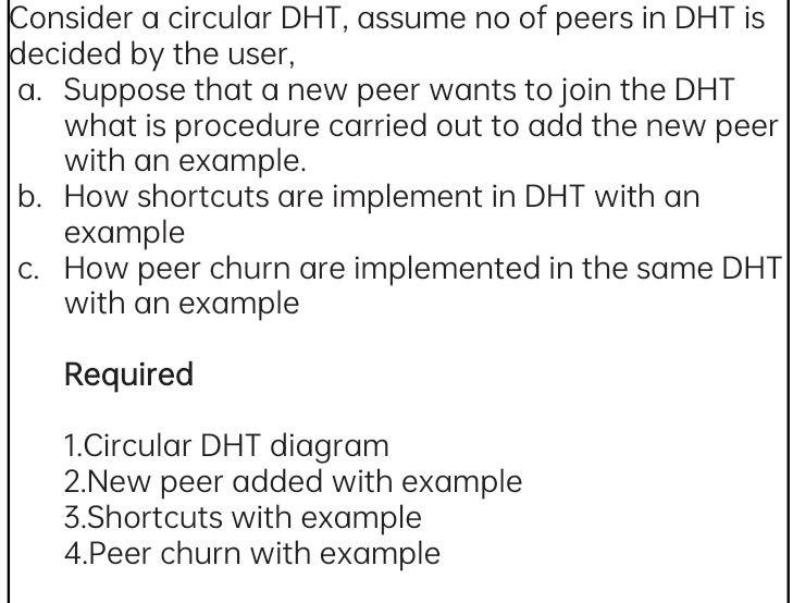 Solved Consider a circular DHT, assume no of peers in DHT is | Chegg.com