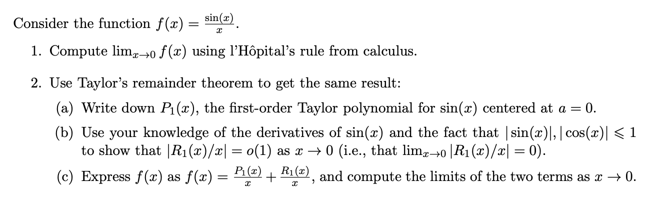 Solved Consider the function f(x)=xsin(x). 1. Compute | Chegg.com